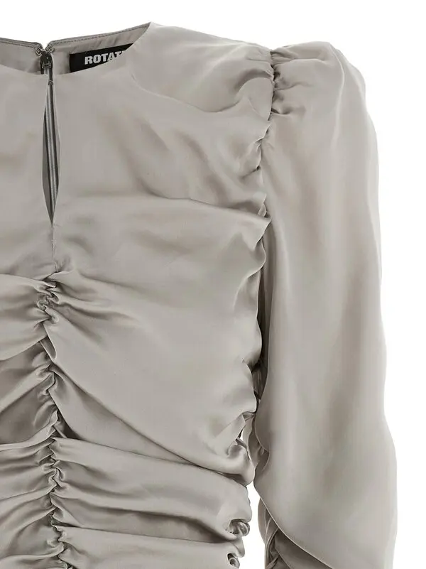 ROTATE BY BIRGER CHRISTENSEN Mini Bow Dress With Ruffled Silhouette - Grey