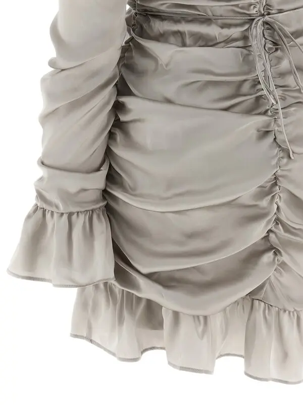 ROTATE BY BIRGER CHRISTENSEN Mini Bow Dress With Ruffled Silhouette - Grey