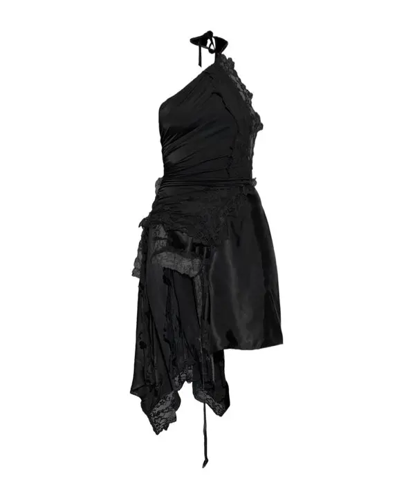 Vetements Asymmetrical Lace-detailed Halterneck Dress