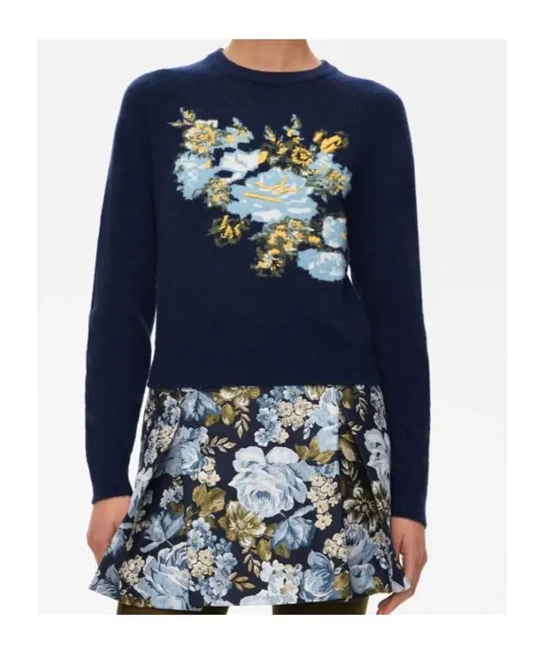 IBLUES Floral Embroidered Crew Neck Sweater