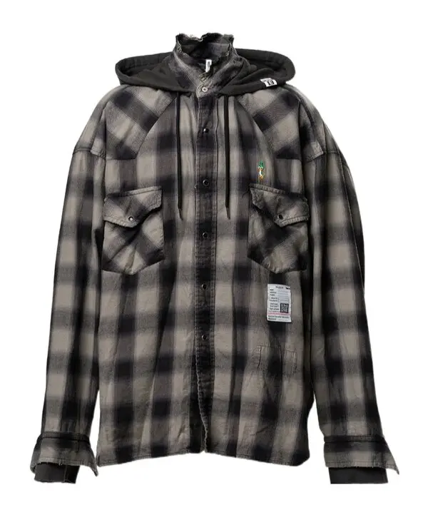 Mihara Yasuhiro Checkered Hooded Shirt - Grey