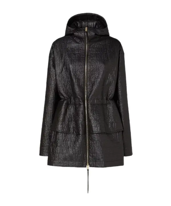 Fendi Ff Quilted Drawstring Waist Hooded Parka