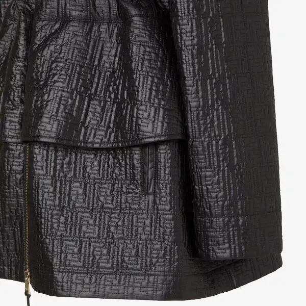Fendi Ff Quilted Drawstring Waist Hooded Parka