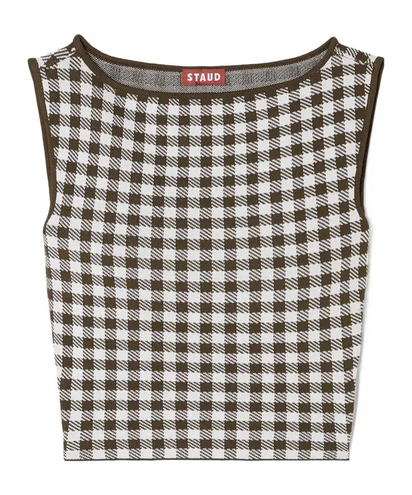 Staud Montgomery Cropped Vest - Chocolate Brown