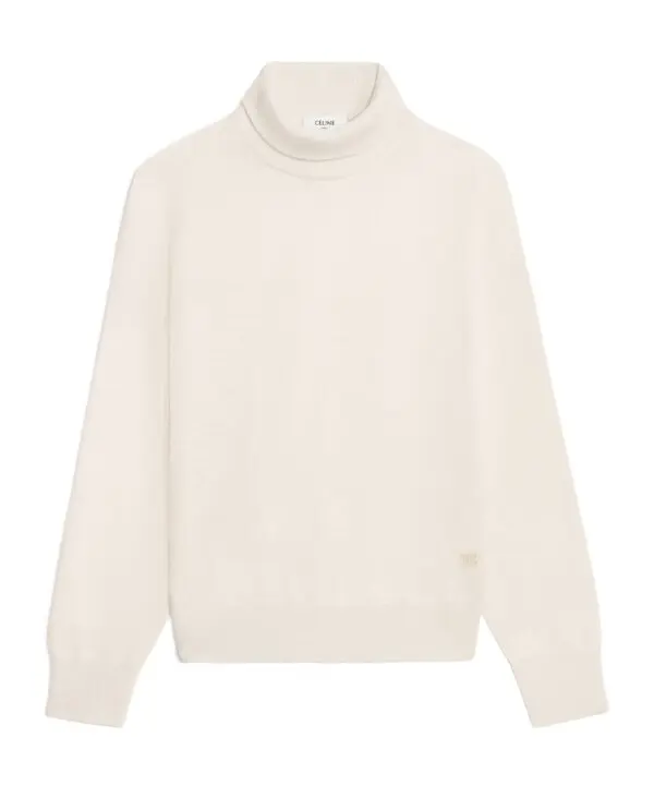 Celine Fine Wool Turtleneck Sweater - Off-white