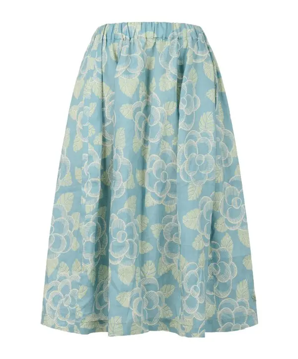 Marni Gathered Ramie Skirt With Floral Print