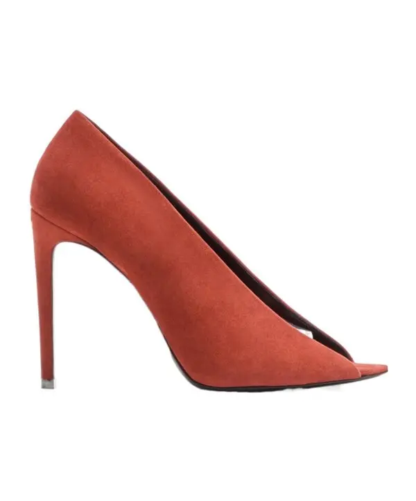 Valentino Garavani Open Toe Suede Pumps 105mm - Brown