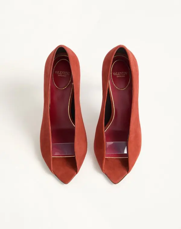 Valentino Garavani Open Toe Suede Pumps 105mm - Brown