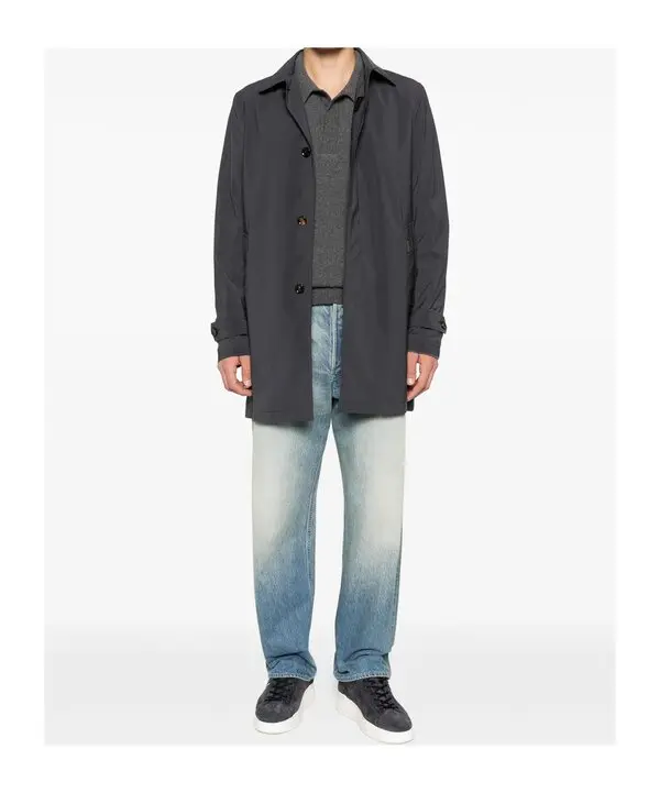 MOORER Long-sleeved Trench Coat - Black