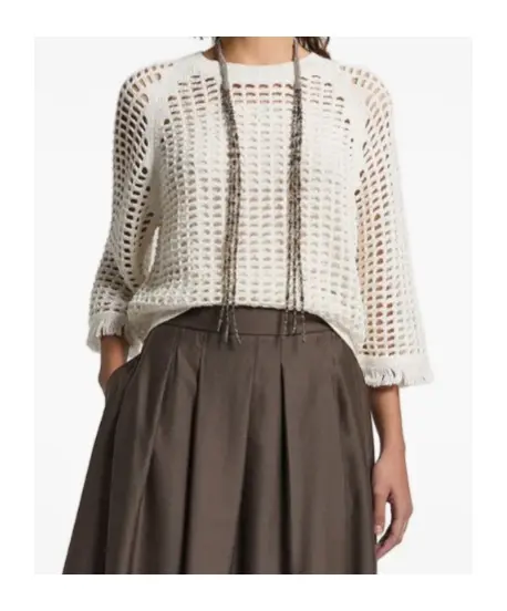 Peserico Open-knit Fringed Jumper - White
