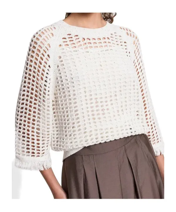 Peserico Open-knit Fringed Jumper - White