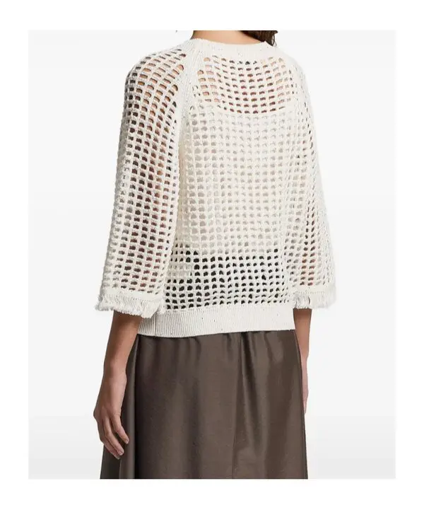 Peserico Open-knit Fringed Jumper - White
