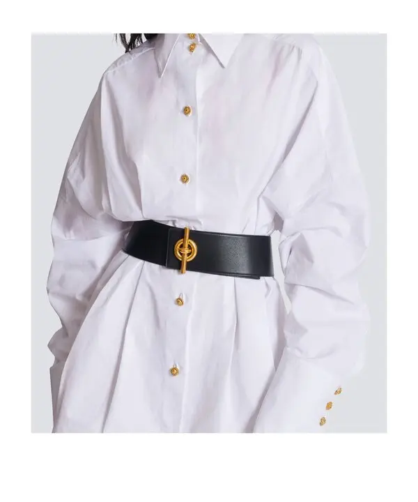 Balmain Calfskin T-bar Belt