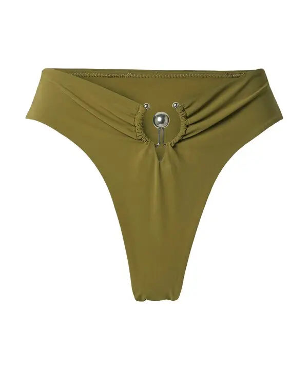 Christopher Esber High-cut Bikini Briefs With Silver Trim And Cut-out Detail - Green
