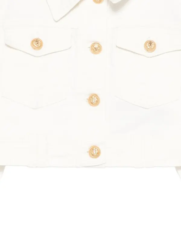 Balmain Cropped Jacket With Button Detail - White