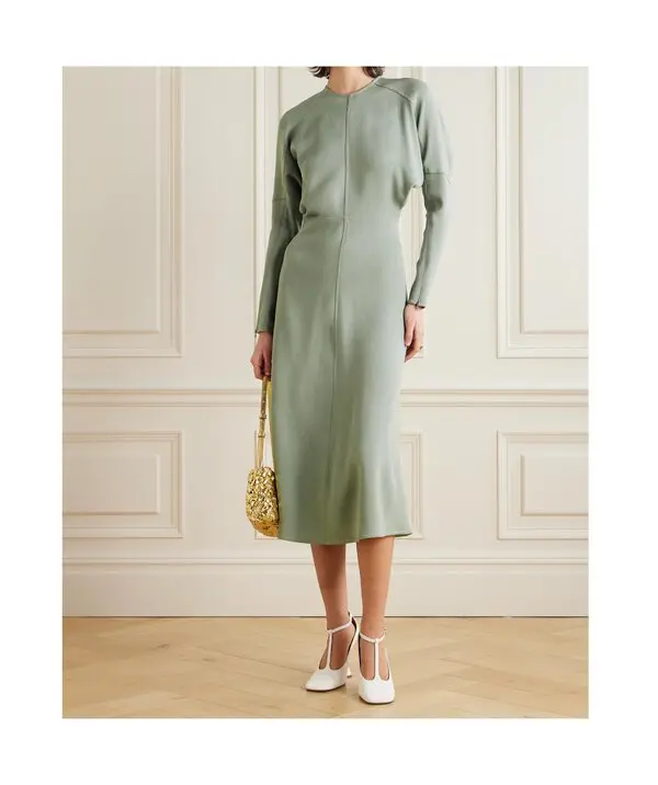 Victoria Beckham Long Sleeve Crew Neck Dress