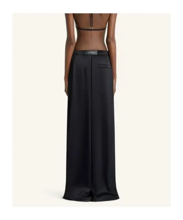 COURREGES Wide Leg Satin Trousers With Skirt-effect Train