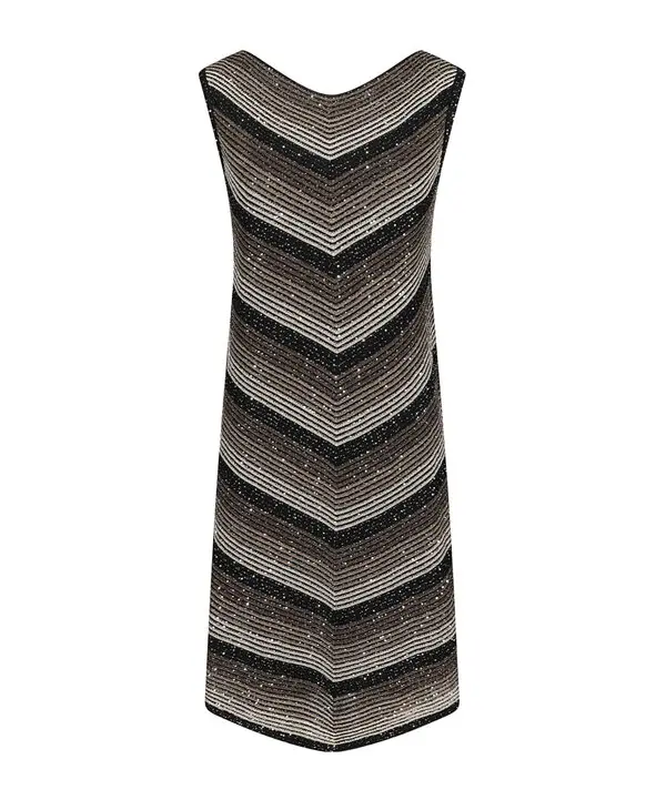 D.exterior Sleeveless Striped V-neck Dress