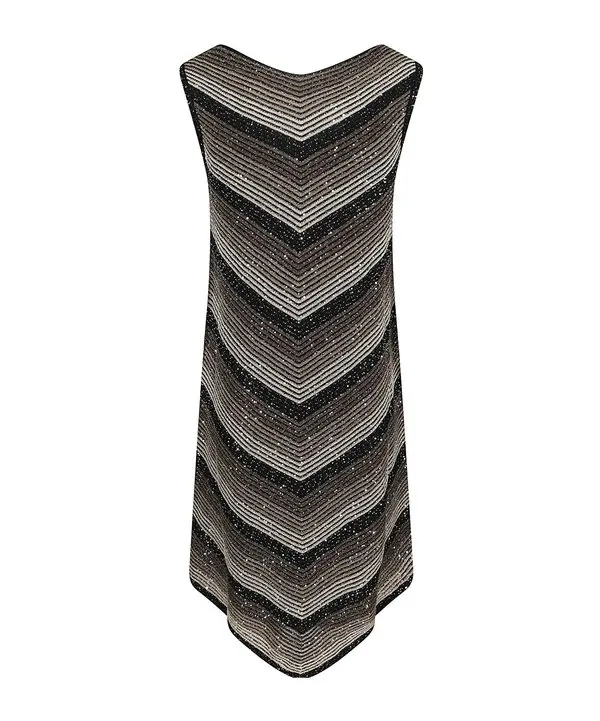 D.exterior Sleeveless Striped V-neck Dress