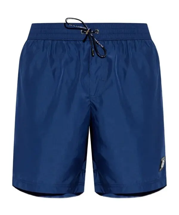Dolce & Gabbana Logo Plate Swim Shorts - Blue