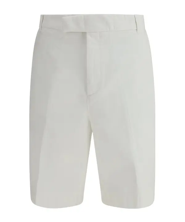 Thom Browne Buttoned Chino Shorts With Grosgrain Strap - White