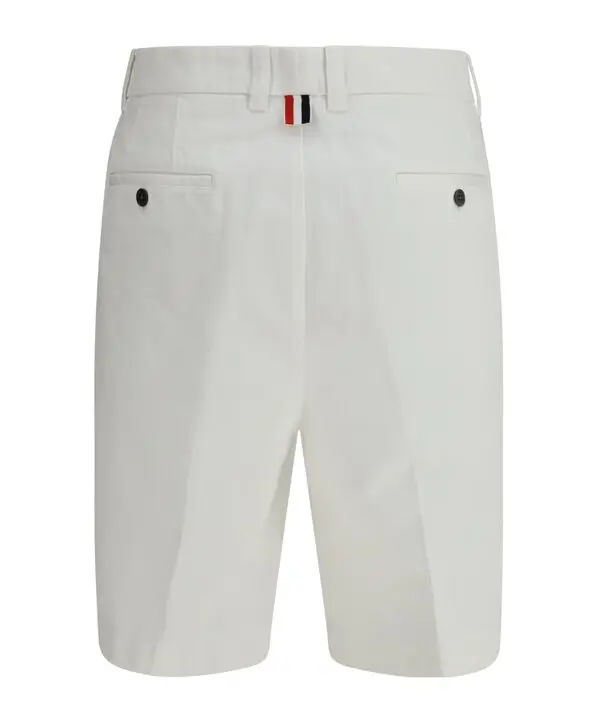 Thom Browne Buttoned Chino Shorts With Grosgrain Strap - White