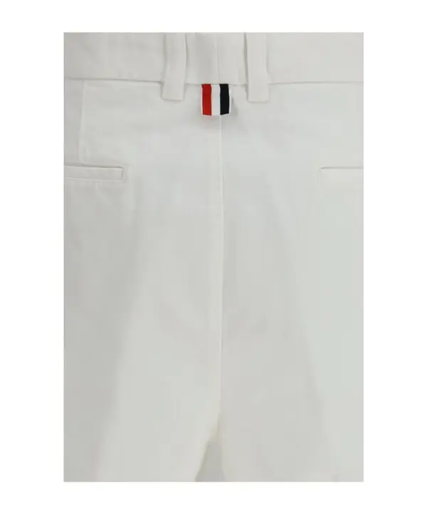 Thom Browne Buttoned Chino Shorts With Grosgrain Strap - White