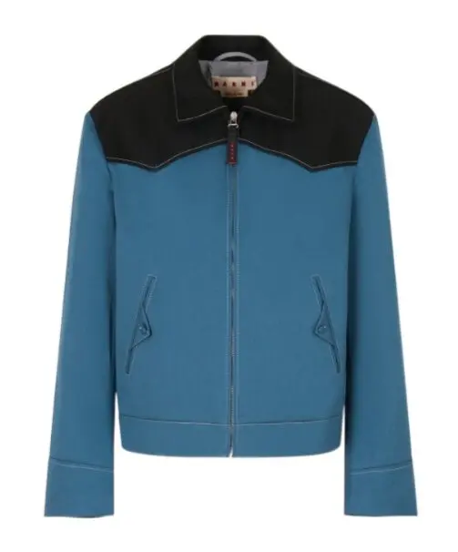 Marni Water-repellent Gabardine Jacket With Contrast Yokes - Blue