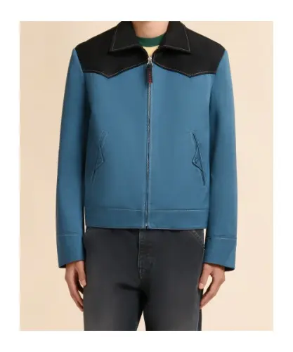 Marni Water-repellent Gabardine Jacket With Contrast Yokes - Blue