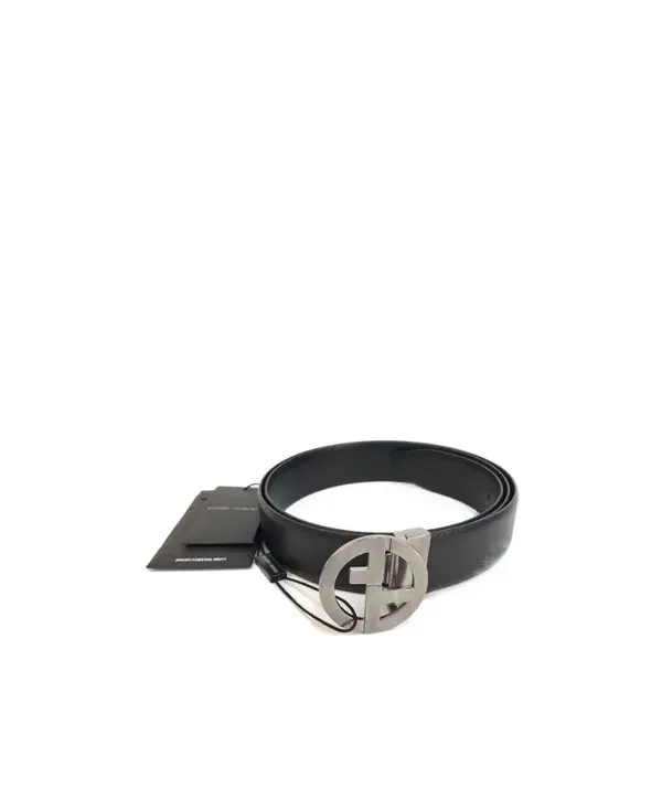 Giorgio Armani Logo Detail Leather Belt - Black