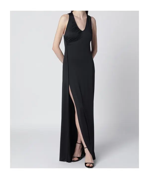 Victoria Beckham Sleeveless V-neck Maxi Dress With Side Slit