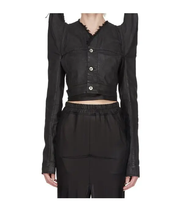 Rick Owens Cropped Paneled Jacket With Signature Tec Shoulder
