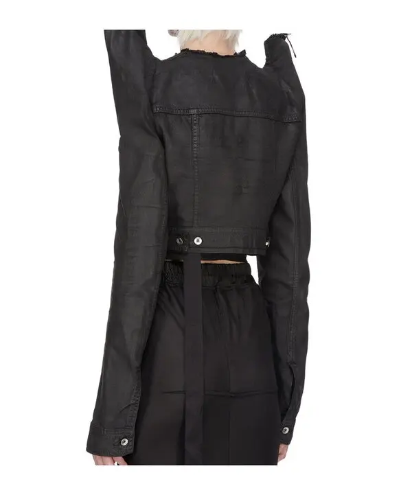 Rick Owens Cropped Paneled Jacket With Signature Tec Shoulder