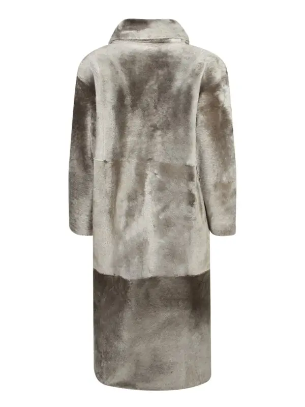 YVES SALOMON Double-breasted Sheepskin Coat - Grey