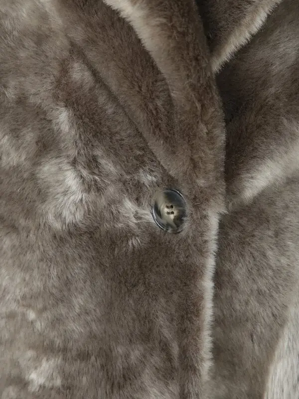 YVES SALOMON Double-breasted Sheepskin Coat - Grey
