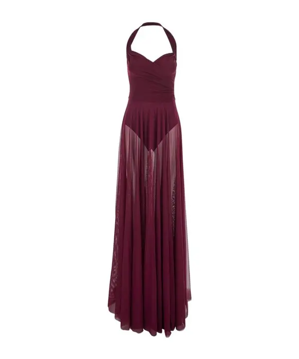 Norma Kamali Halterneck Maxi Dress - Plum