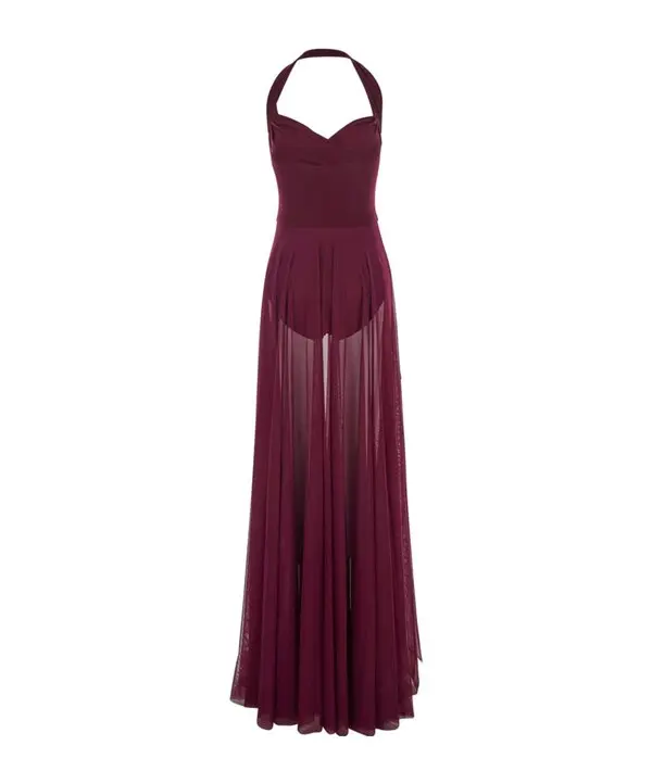 Norma Kamali Halterneck Maxi Dress - Plum