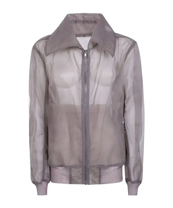 Rick Owens Temple Dracucollar Cropped Organza Jacket - Dust
