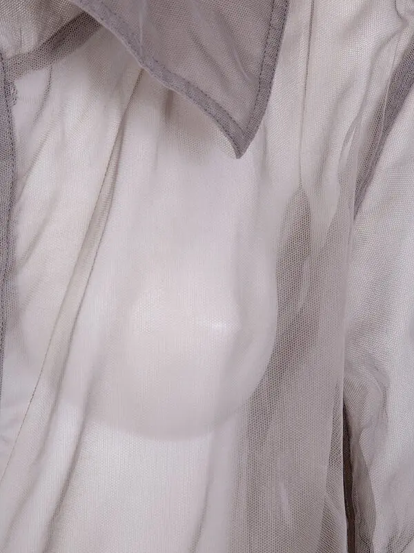 Rick Owens Temple Dracucollar Cropped Organza Jacket - Dust
