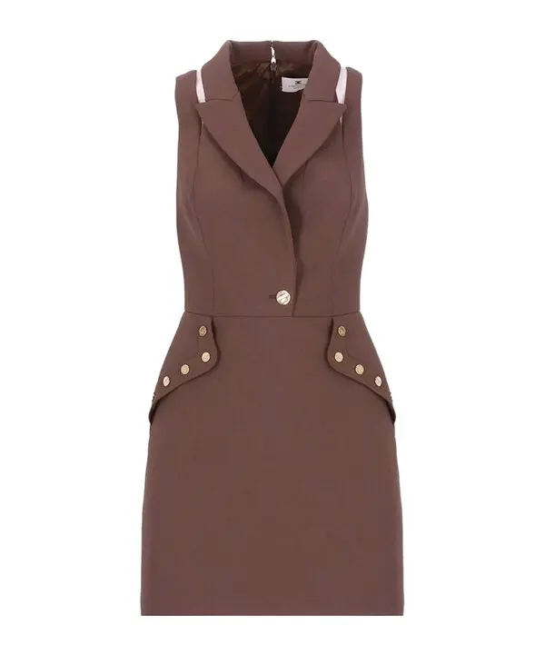 Elisabetta Franchi Sleeveless Fitted Dress With Pointed Collar - Red