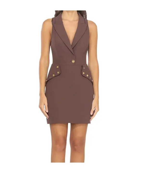 Elisabetta Franchi Sleeveless Fitted Dress With Pointed Collar - Red