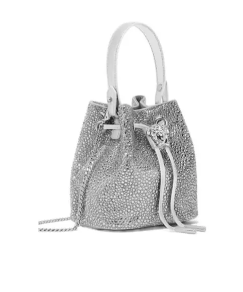 Versace La Medusa Embellished Satin Mini Bucket Bag