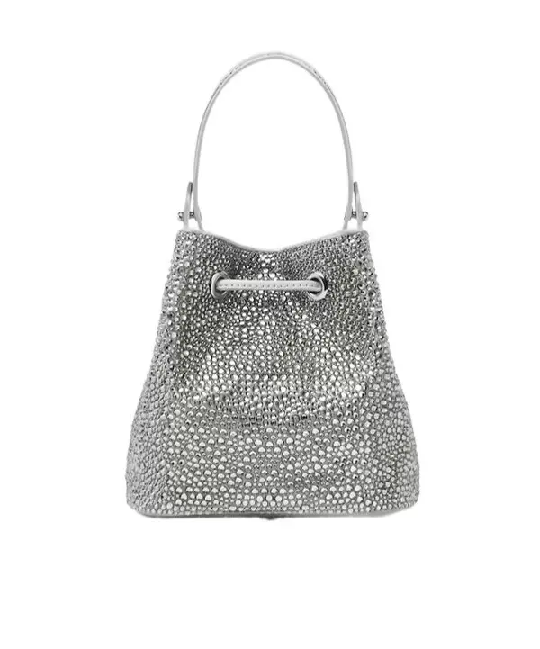 Versace La Medusa Embellished Satin Mini Bucket Bag