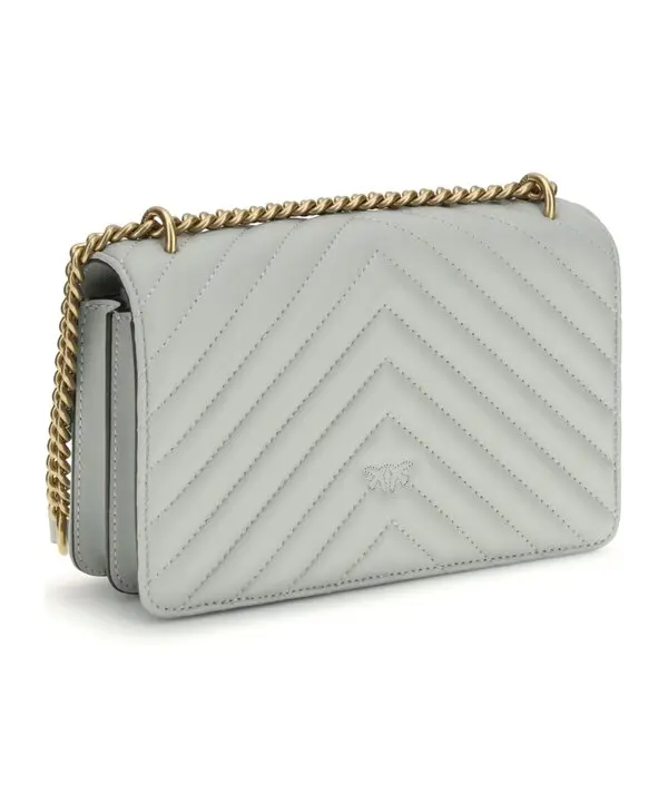 Pinko Love One Chevron Quilted Mini Crossbody Bag - Gray