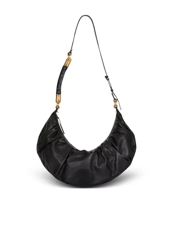 Balmain Bène Hobo Bag In Calfskin Leather - Black