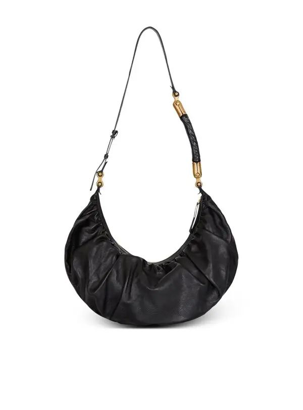 Balmain Bène Hobo Bag In Calfskin Leather - Black