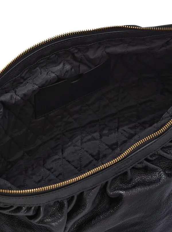 Balmain Bène Hobo Bag In Calfskin Leather - Black