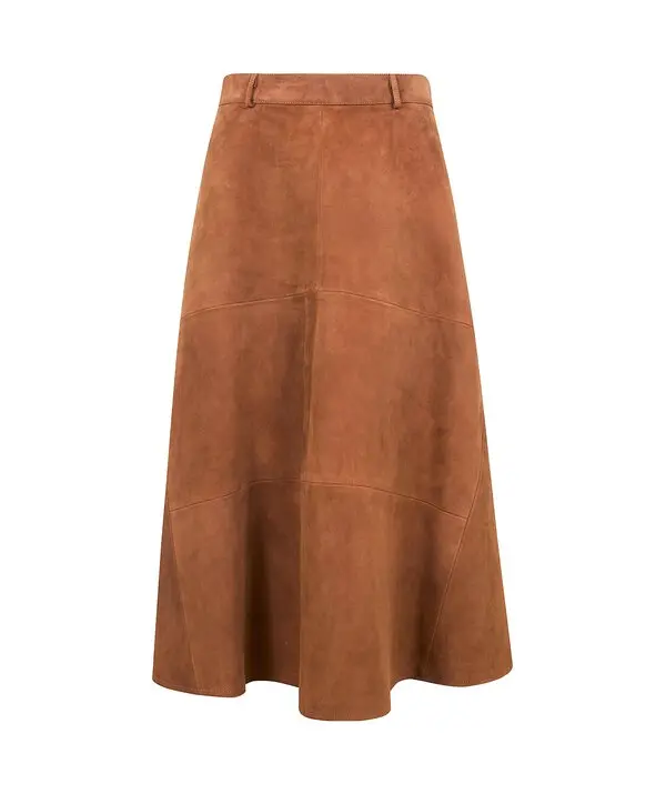 SEMICOUTURE Panelled Suede Midi Skirt - Brown