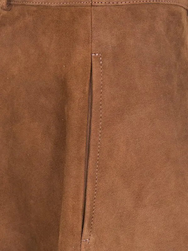 SEMICOUTURE Panelled Suede Midi Skirt - Brown