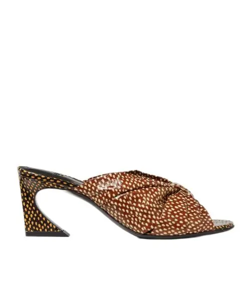 Fendi Peppered Falena Motif Calfskin Slides